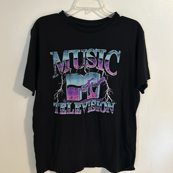 MTV | Shirts | Mtv Black Lightning Shirt Blue And Purple Logo Size L ...
